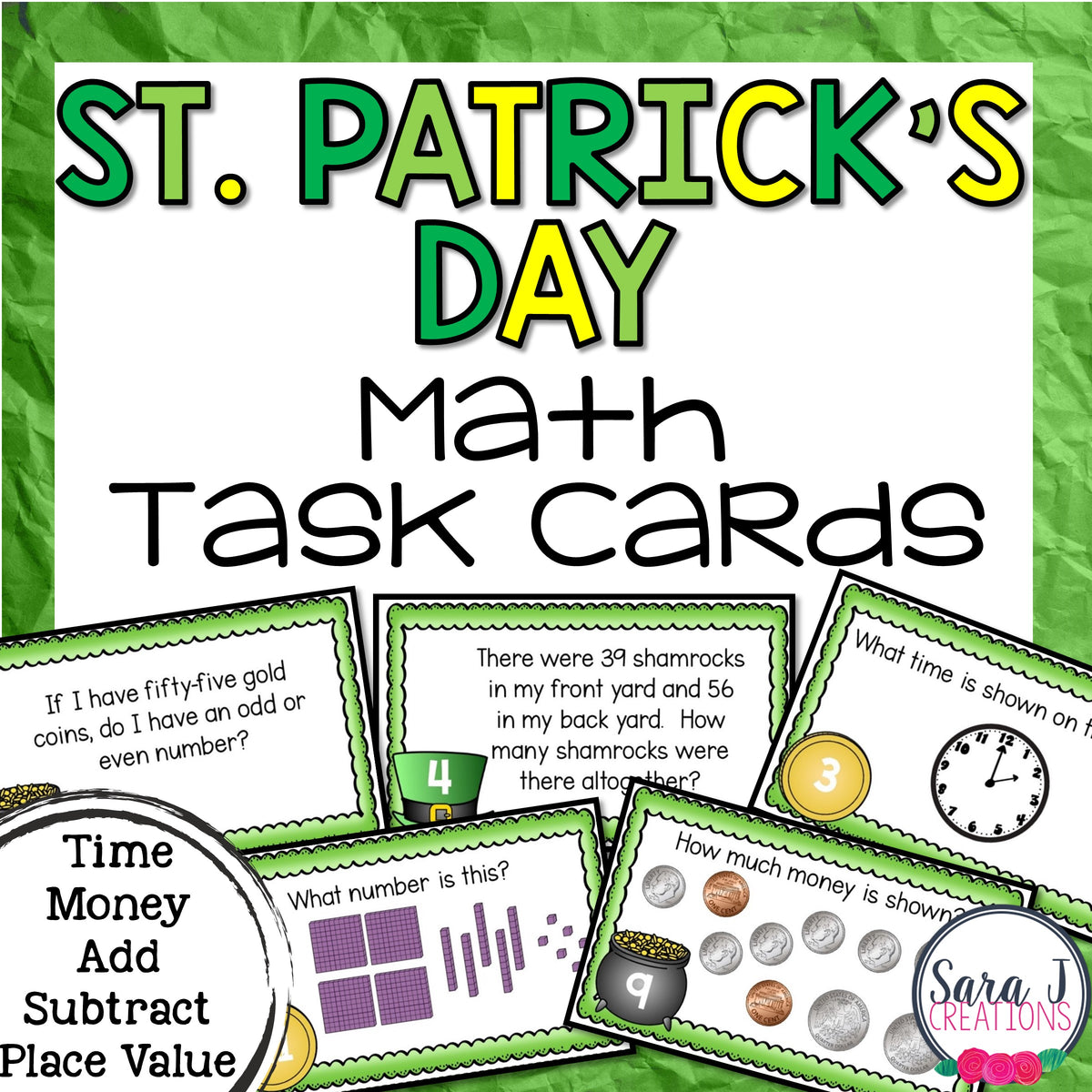 St. Patrick's Day Math Task Cards – Sara J Creations