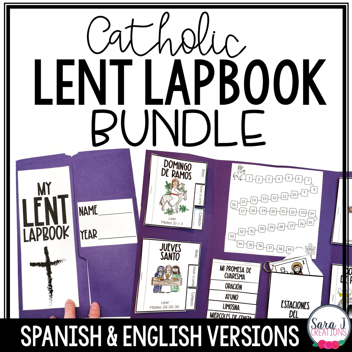 Lent Lapbook BUNDLE Spanish English Catholic – Sara J Creations