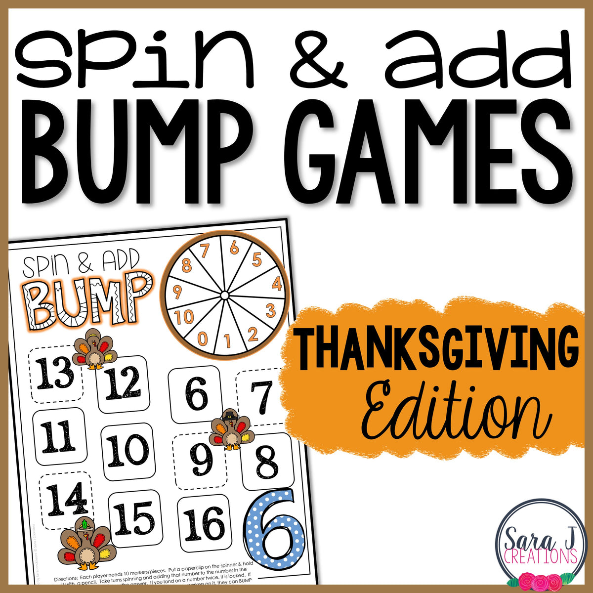 Thanksgiving Addition Fact Fluency Games – Sara J Creations