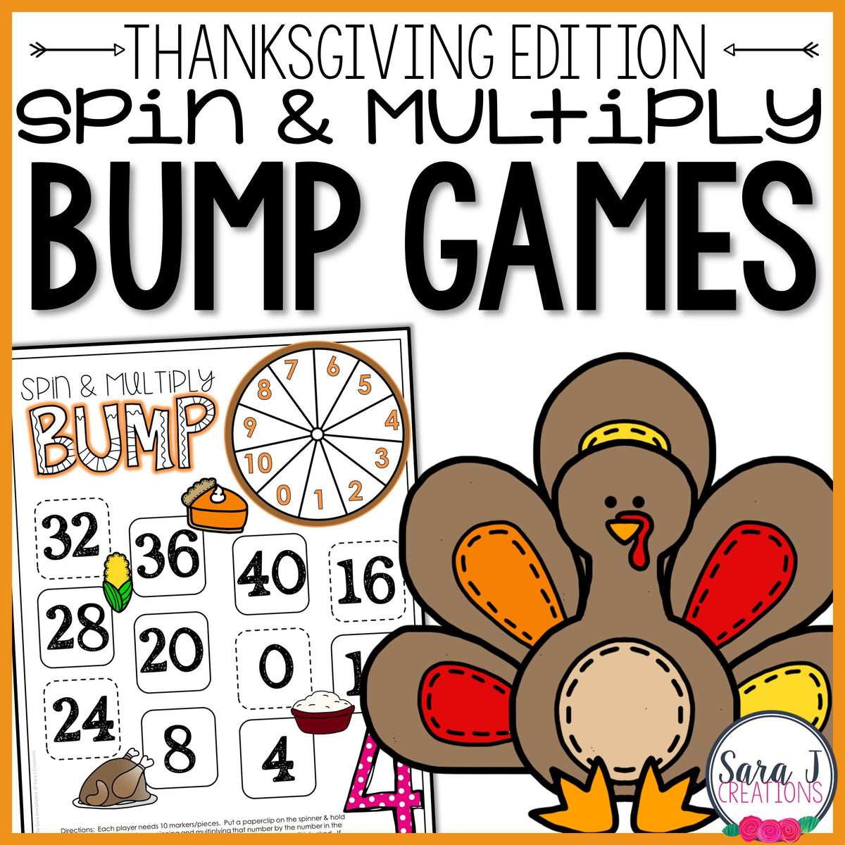 Thanksgiving Multiplication Bump Games – Sara J Creations