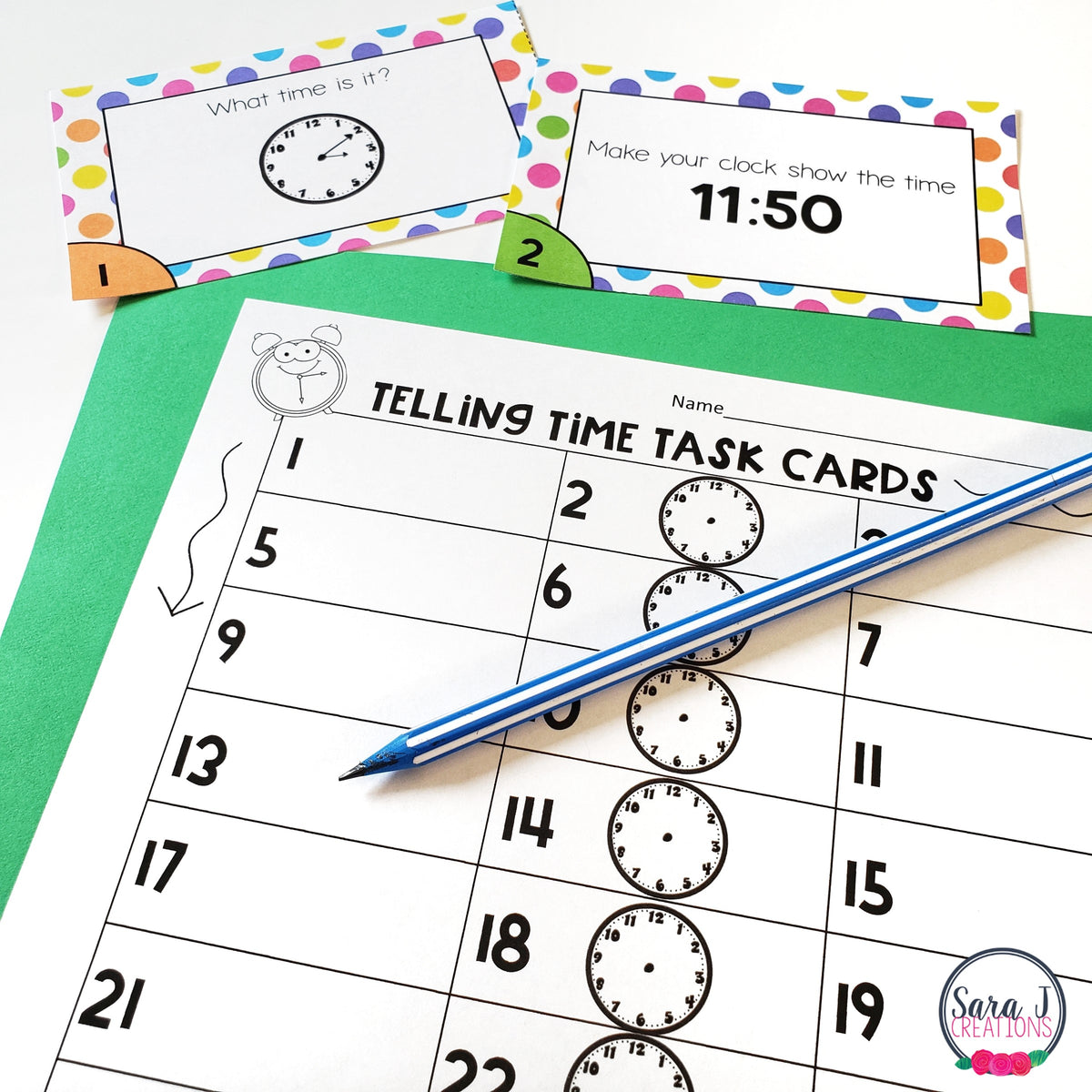 Telling Time to the Five Minute Centers – Sara J Creations