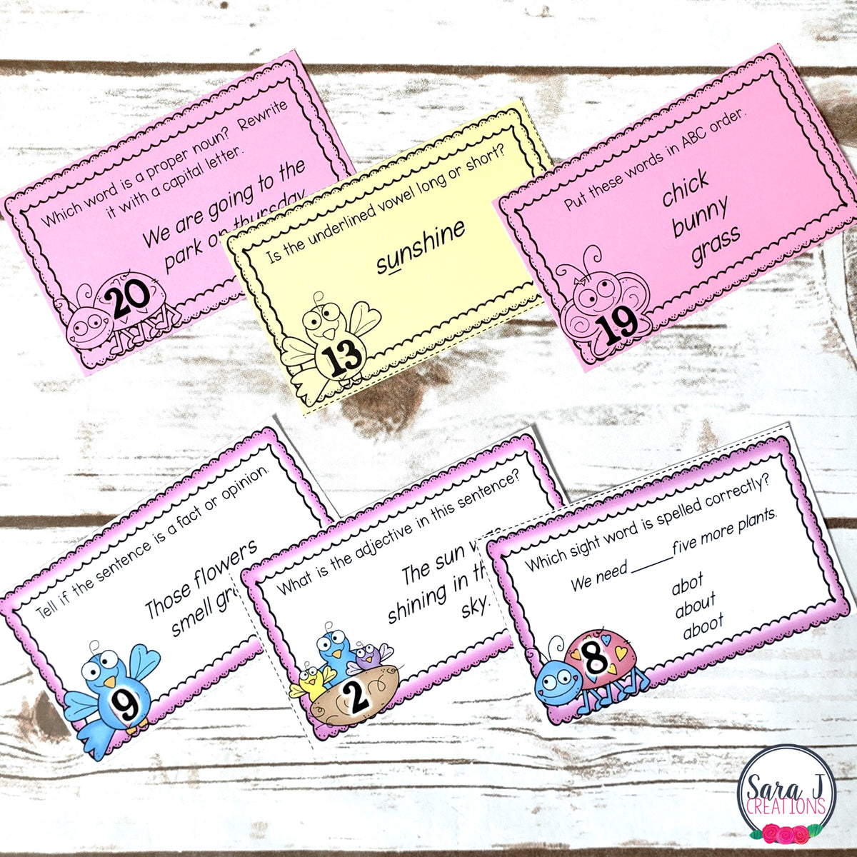 Spring ELA Task Cards – Sara J Creations