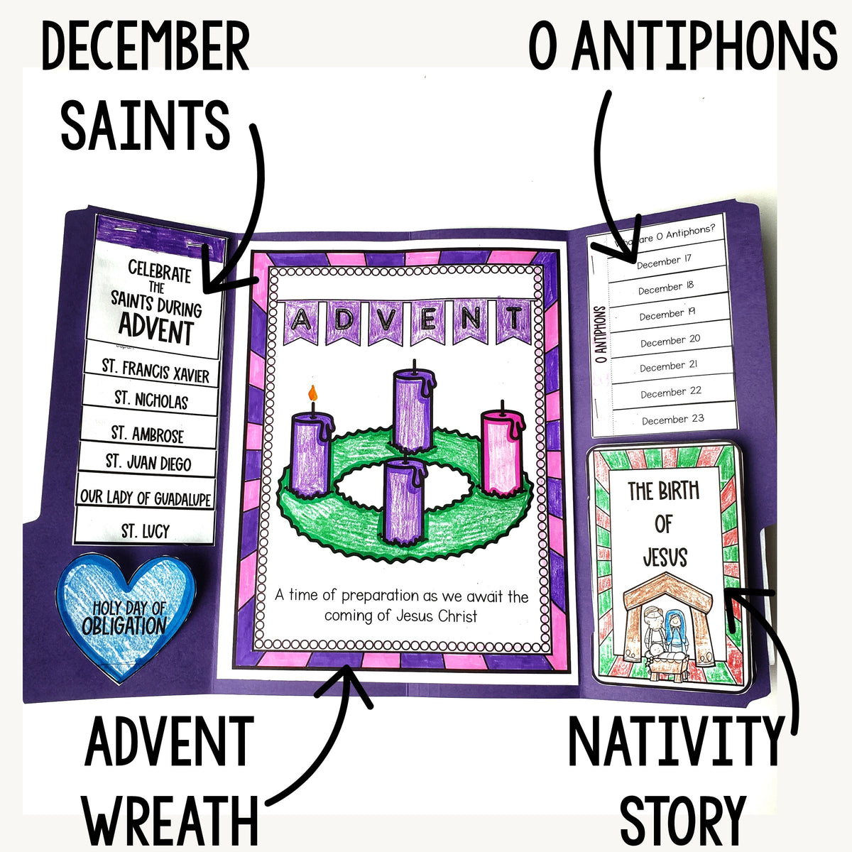 Advent Lapbook Bundle Catholic Spanish English – Sara J Creations
