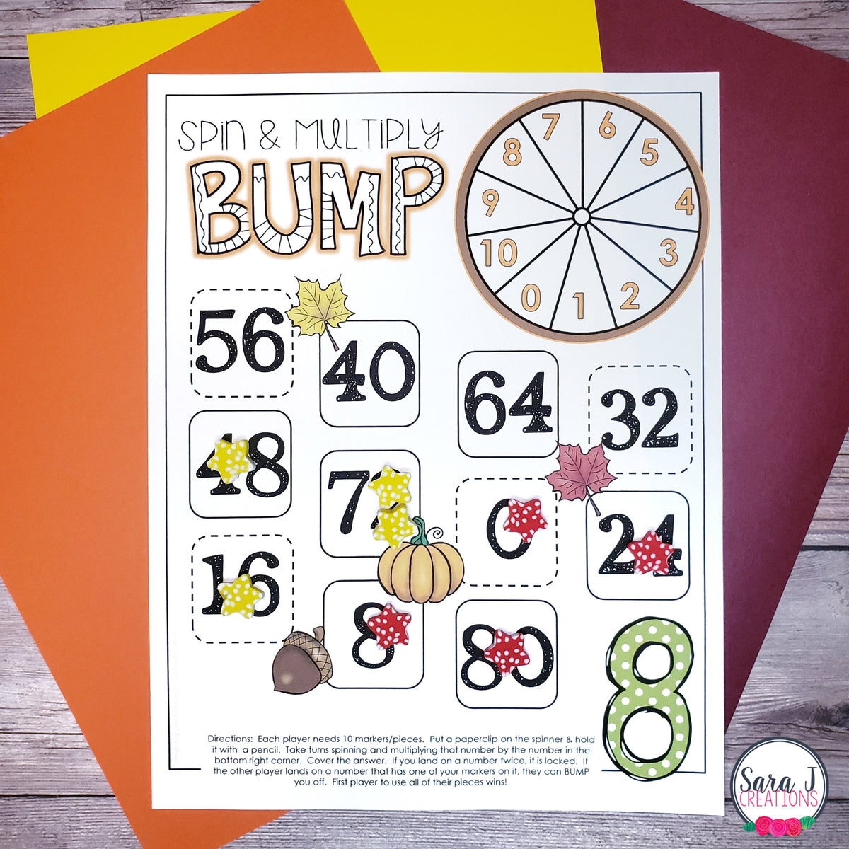 Thanksgiving Multiplication Bump Games – Sara J Creations