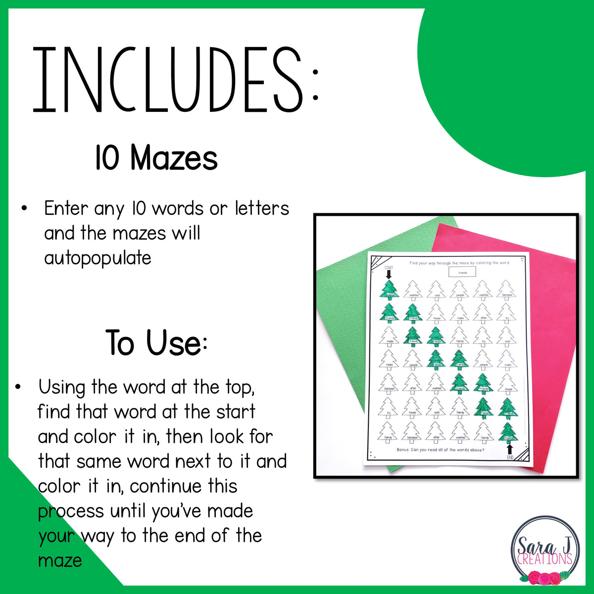 Winter and Christmas Tree Maze and Sight Word Coloring Pages – Sara J ...