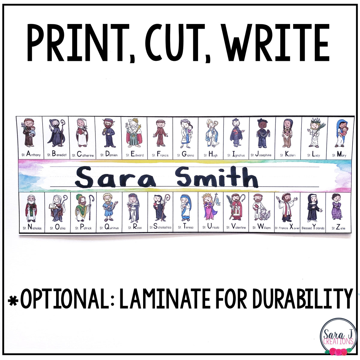 Catholic Desk Name Tags Classroom Decor – Sara J Creations