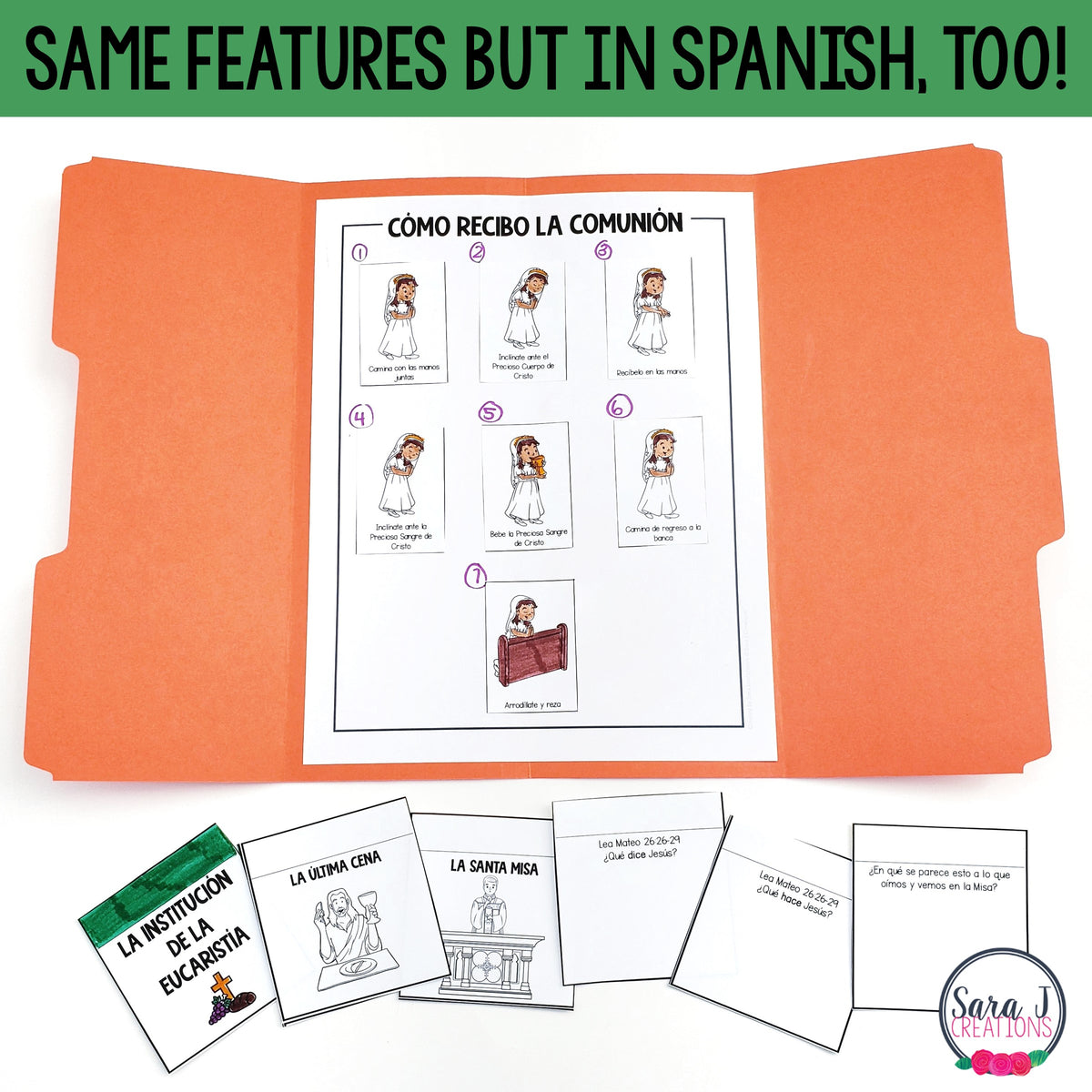 First Communion Lapbook BUNDLE in Spanish & English Eucharist Parts of ...