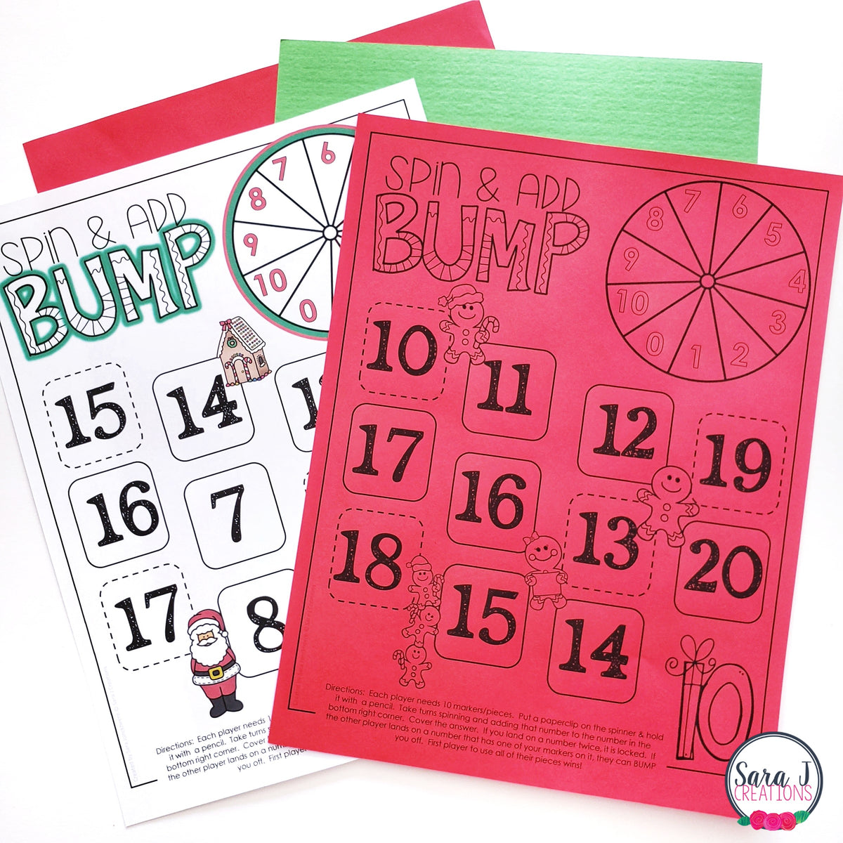 Christmas No Prep Addition Bump Games – Sara J Creations