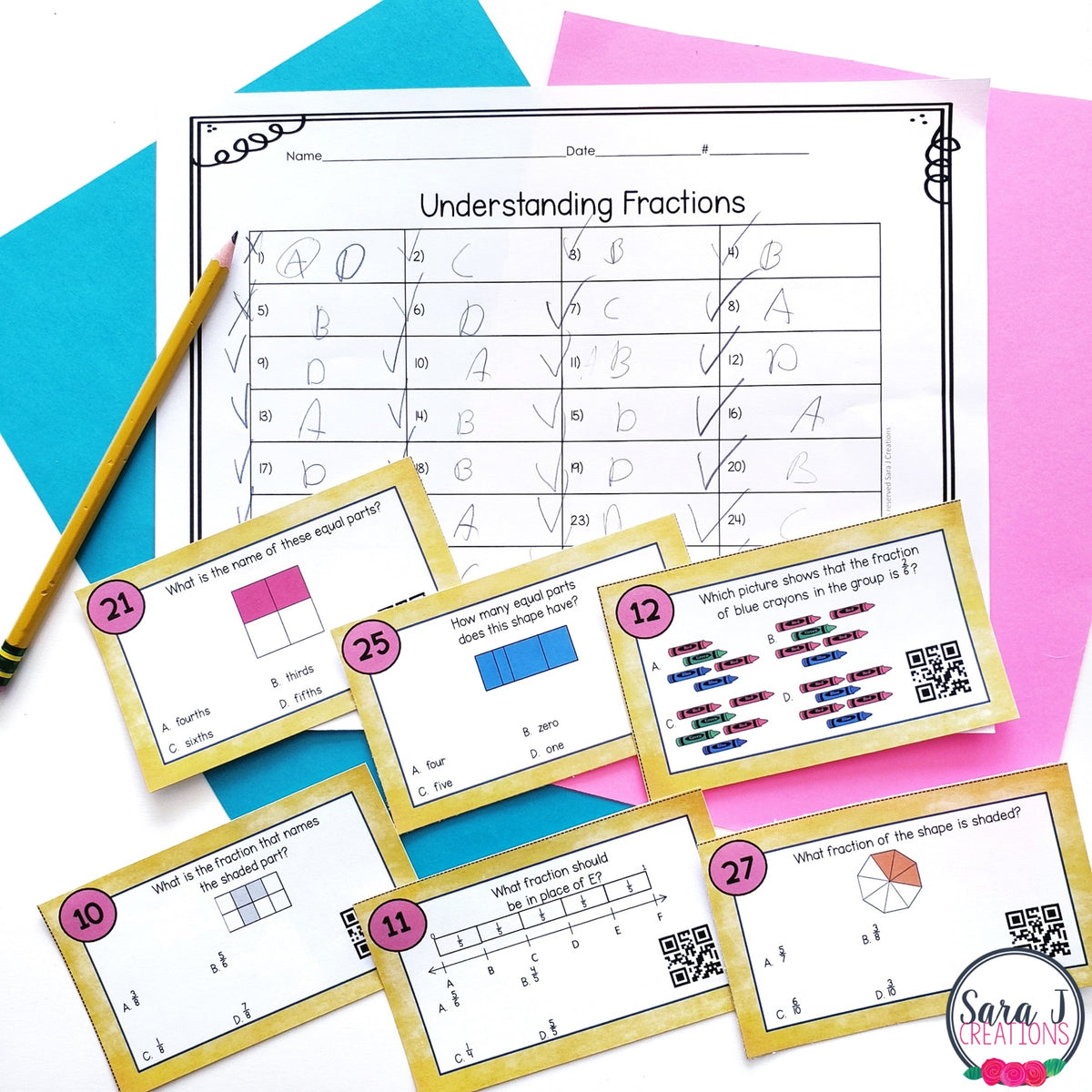 Fractions Third Grade Math Task Cards – Sara J Creations