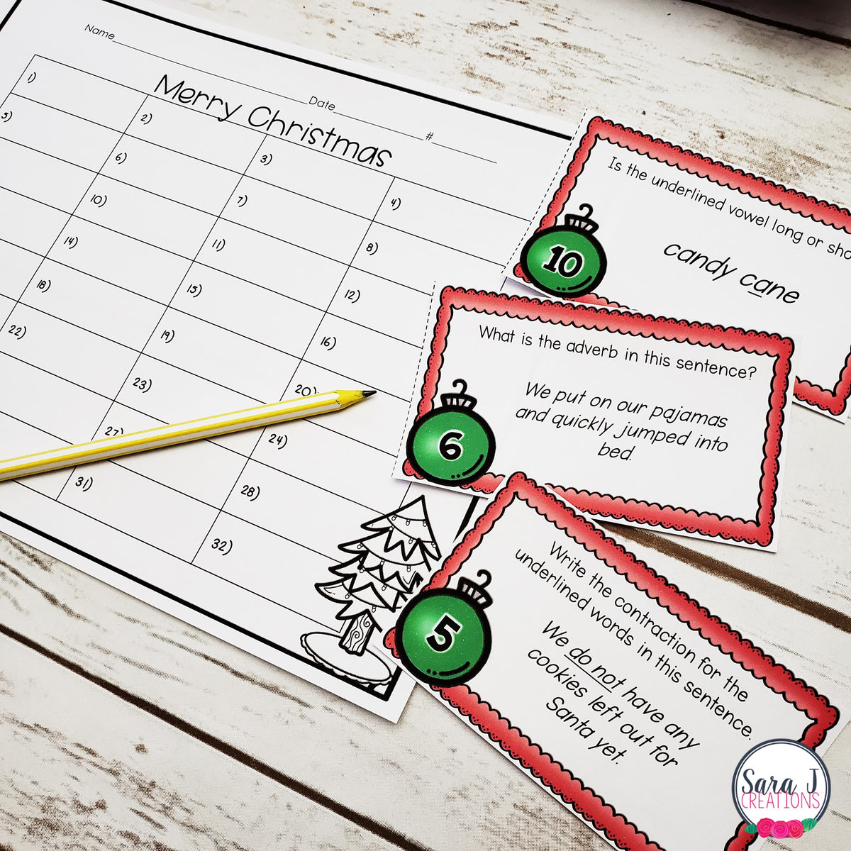 Christmas ELA Task Cards for 2nd Grade - Grammar, Punctuation, Parts o ...