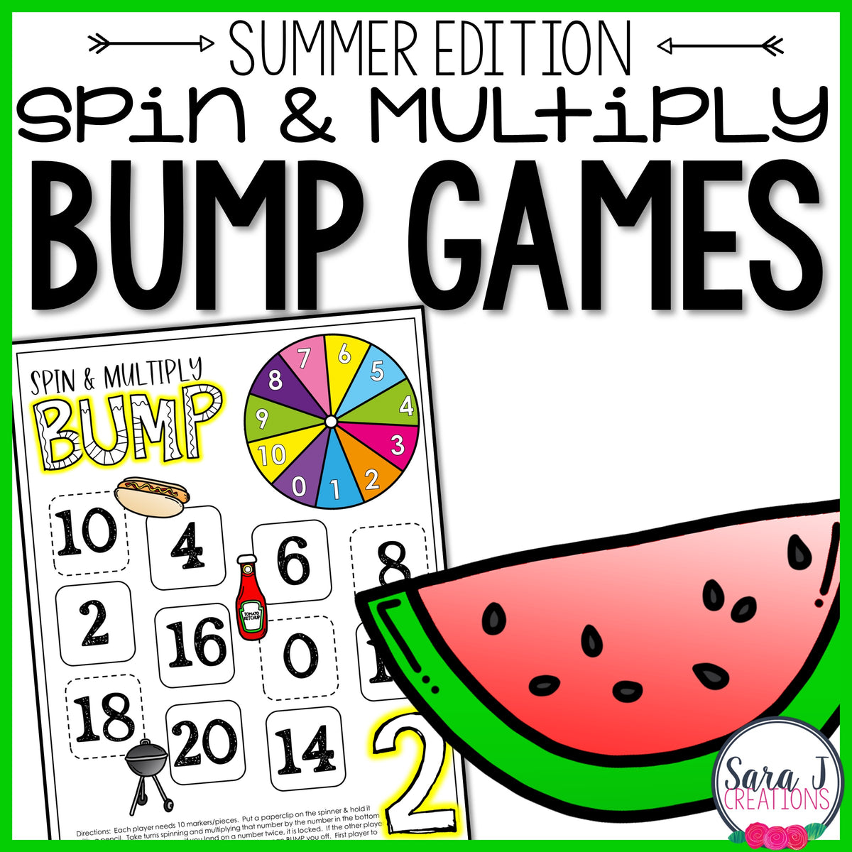 Summer Multiplication Games – Sara J Creations