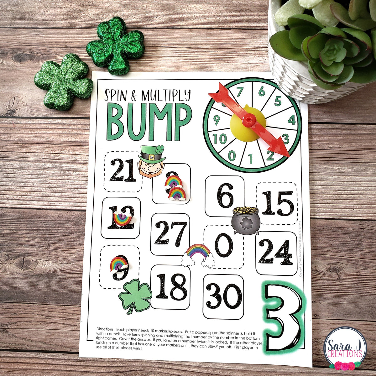St. Patrick's Day Multiplication Math BUMP Games – Sara J Creations
