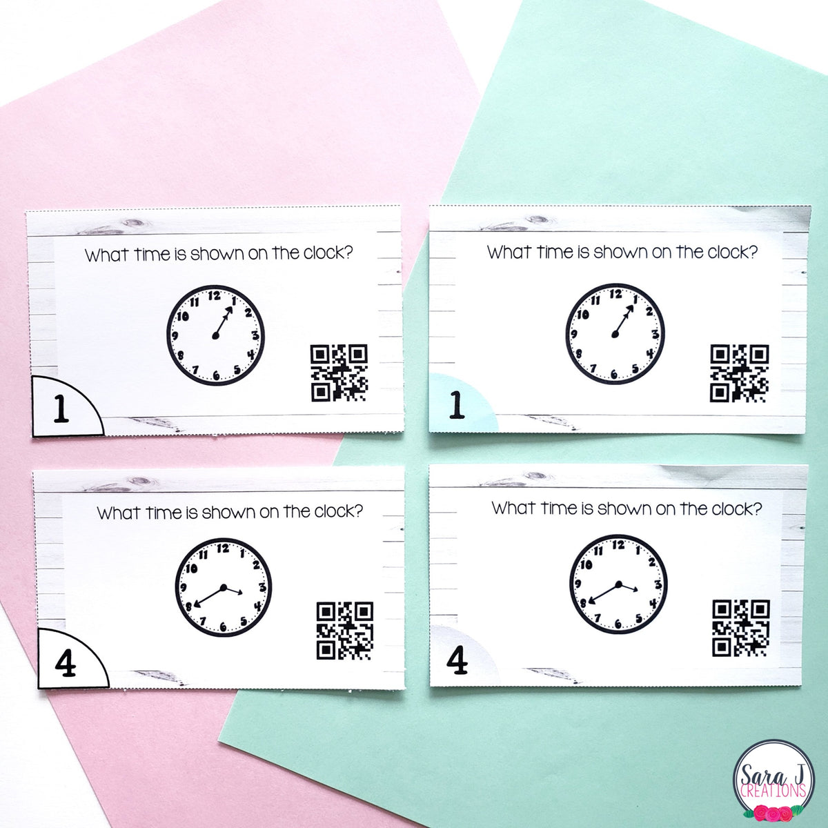 Telling Time to the 5 Minutes Task Cards – Sara J Creations