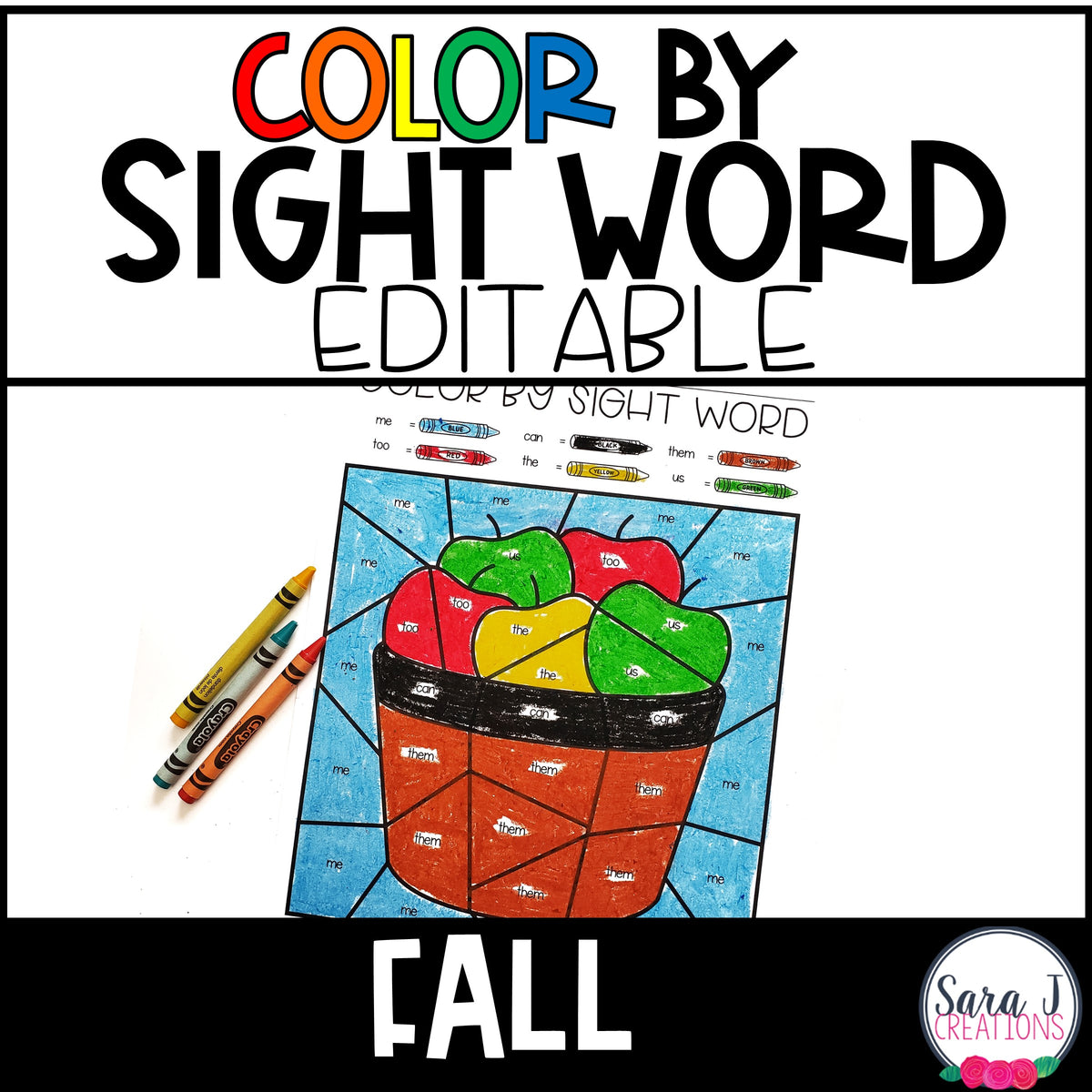 Editable Color by Sight Word - Fall Version – Sara J Creations