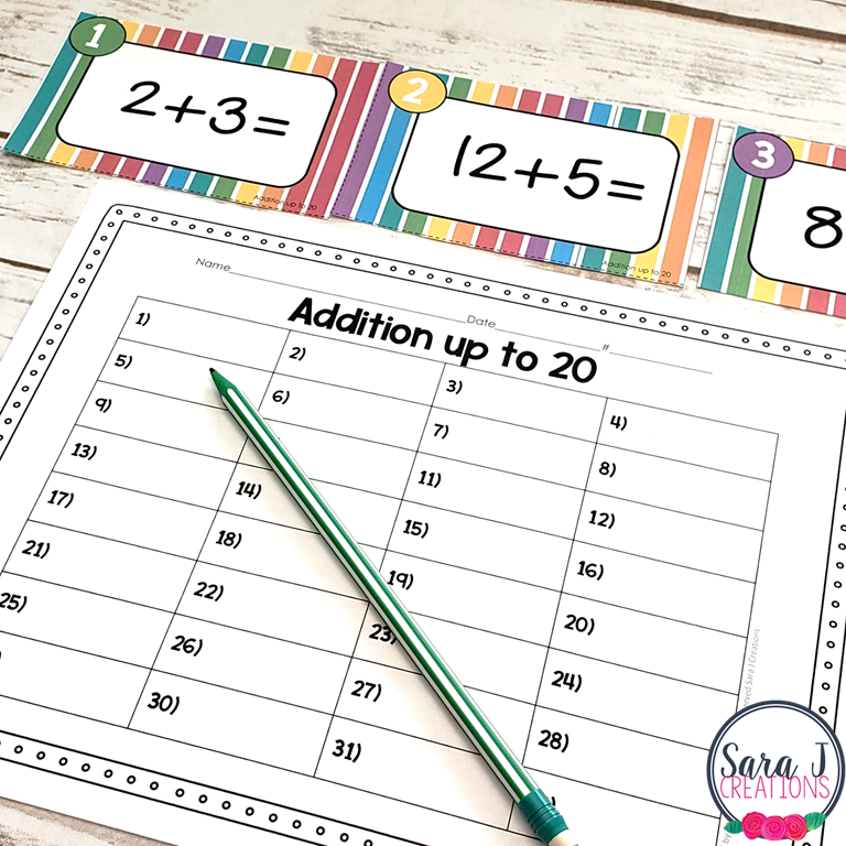 Addition to 20 Task Cards – Sara J Creations