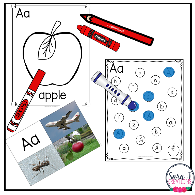 Alphabet Centers with Real Pictures – Sara J Creations