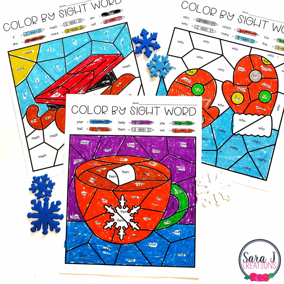 Editable Color by Sight Word - Winter Version – Sara J Creations