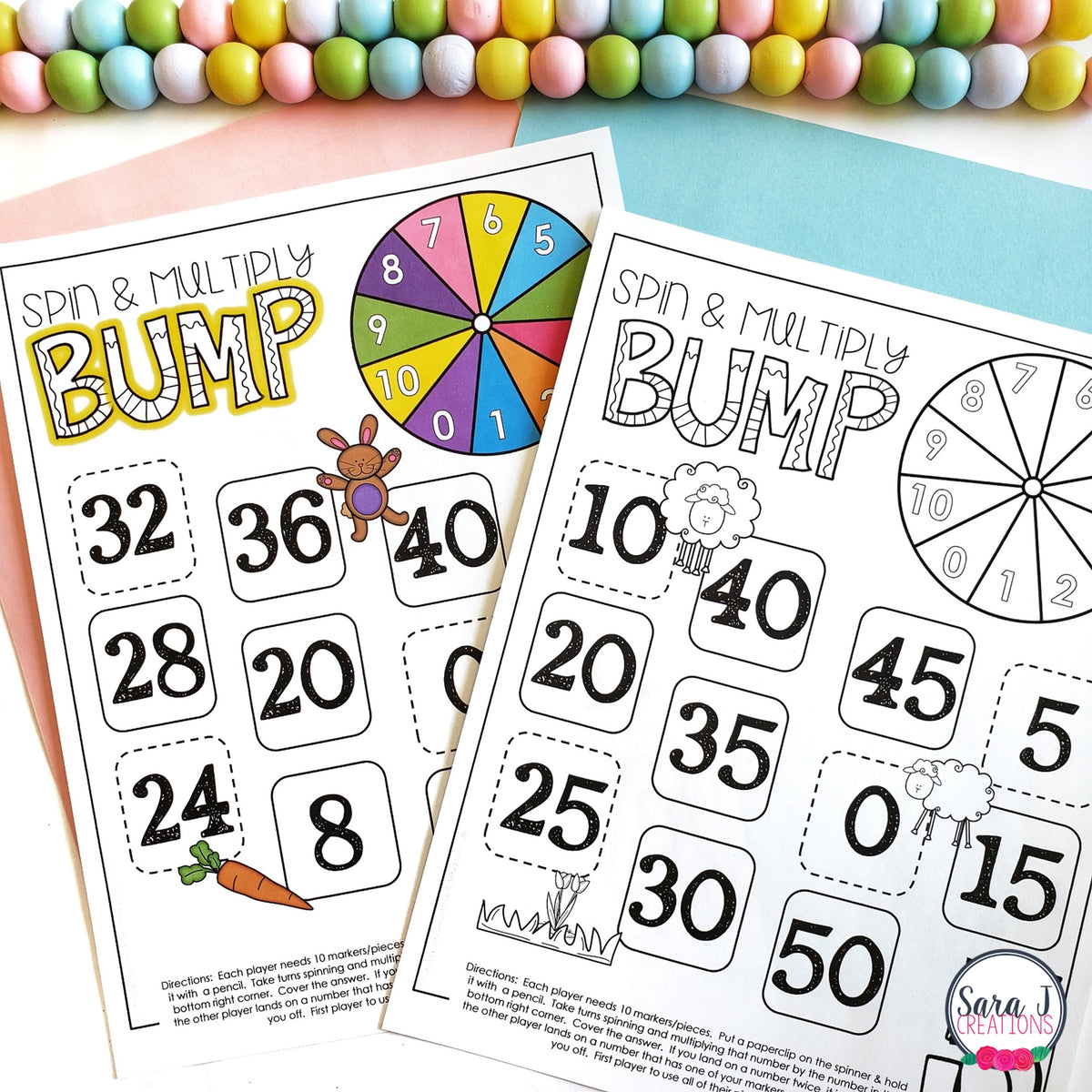 Spring Easter Multiplication BUMP Games – Sara J Creations