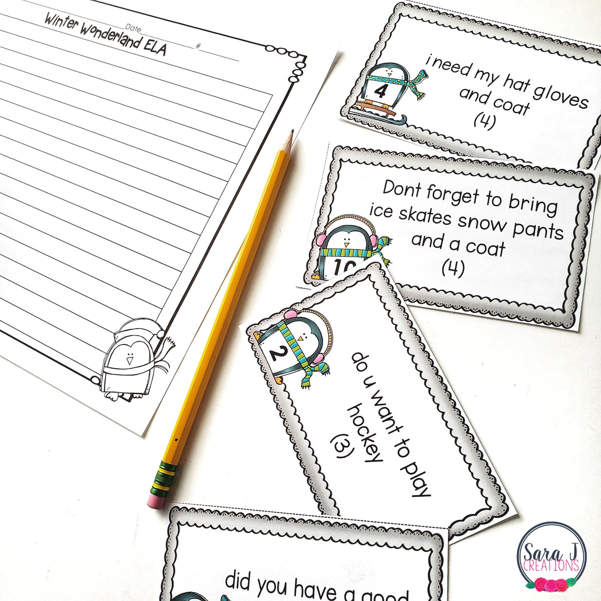 Winter Themed ELA Task Cards - Punctuation, Parts of Speech, Fix the S ...