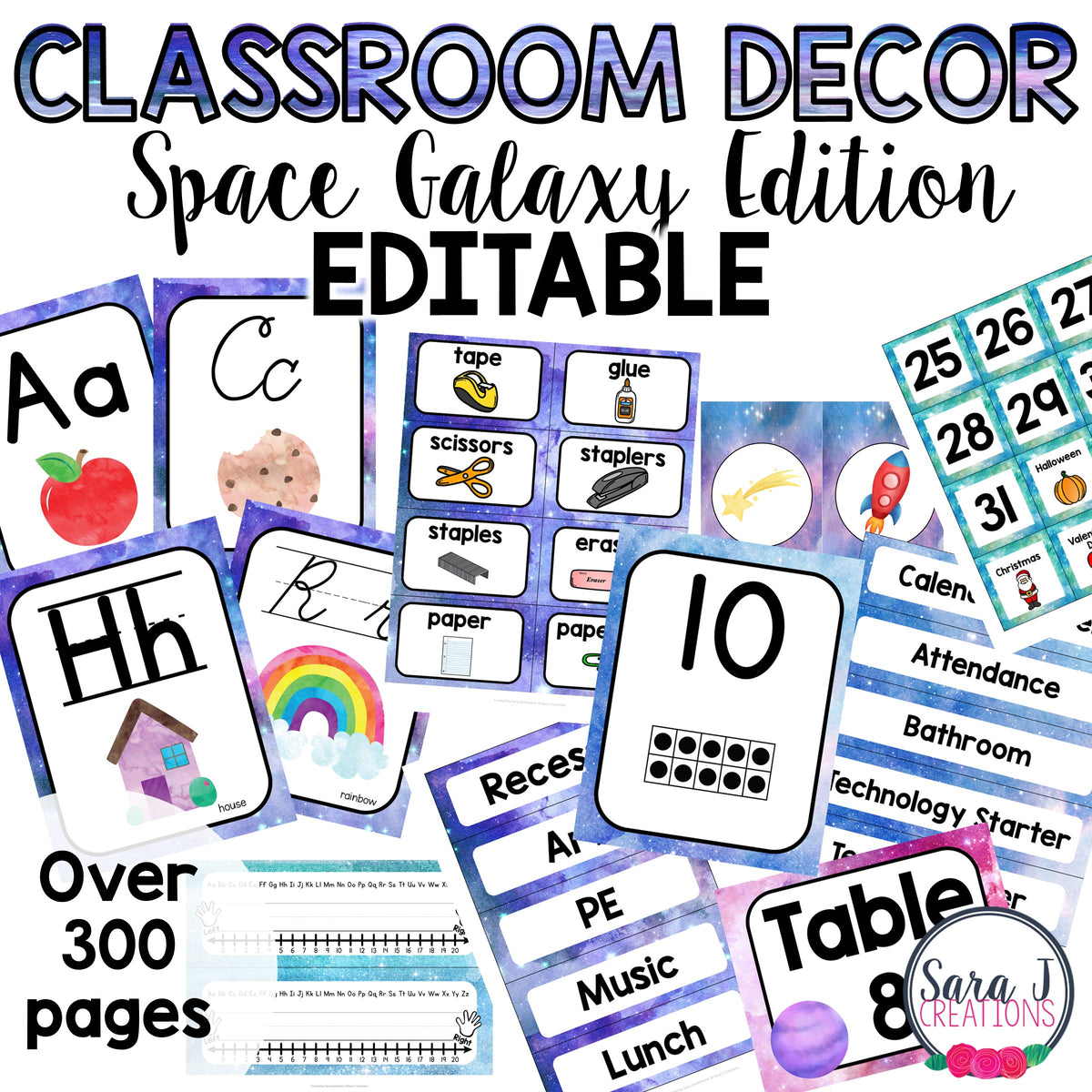 Space Galaxy Classroom Decor Bundle – Sara J Creations