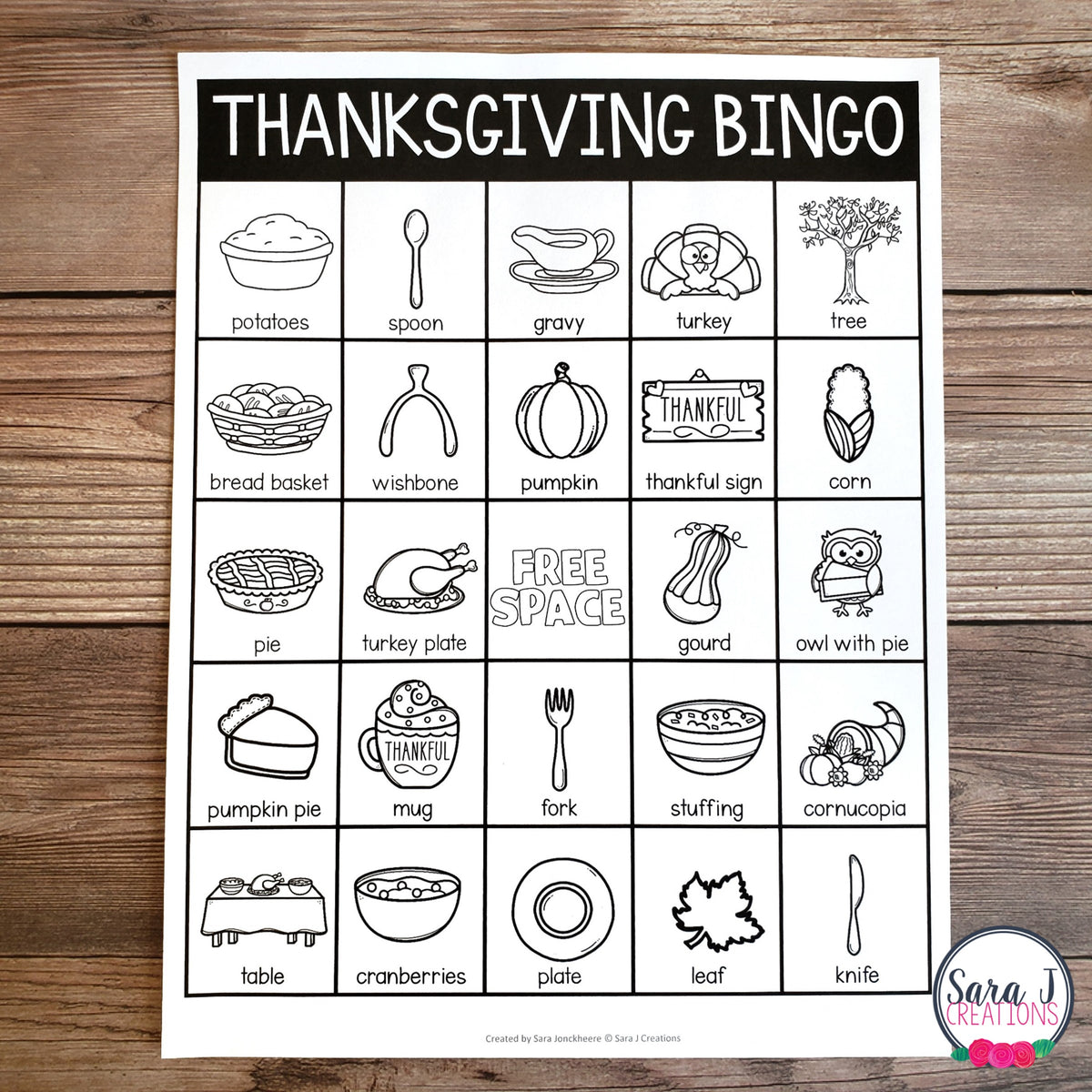 Thanksgiving Bingo – Sara J Creations