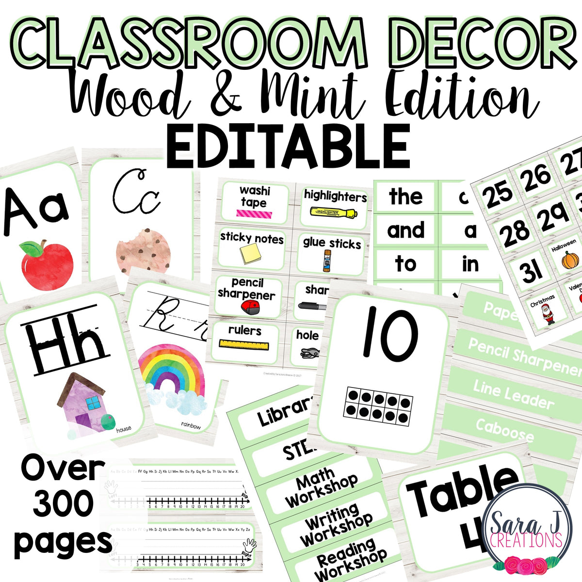 White Wood and Mint Classroom Decor - Shiplap Farmhouse – Sara J Creations