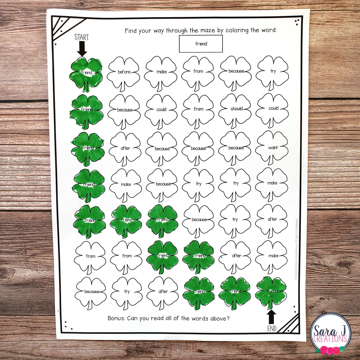 St. Patrick's Day Color by Sight Word Mazes – Sara J Creations