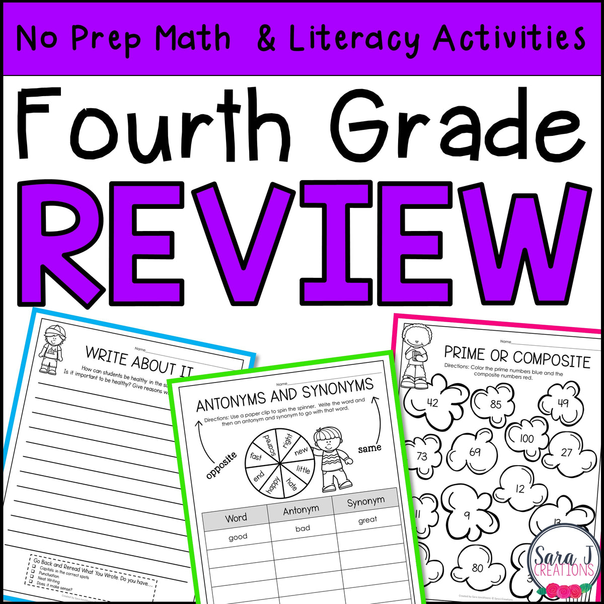 Summer Review Fourth Grade – Sara J Creations