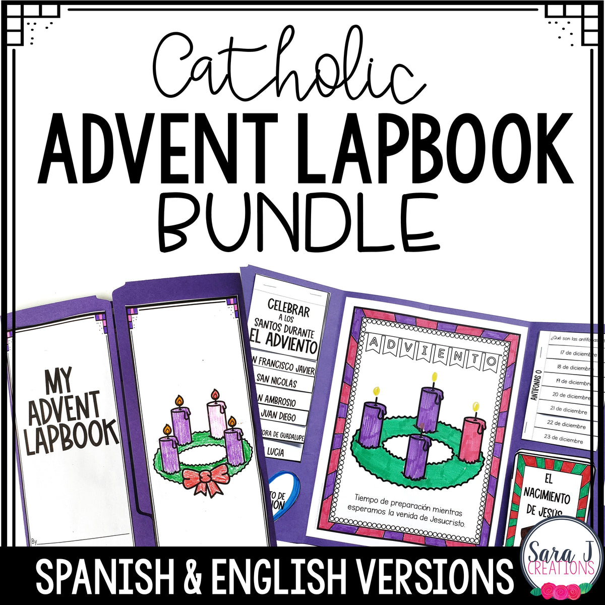 Advent Lapbook Bundle Catholic Spanish English – Sara J Creations