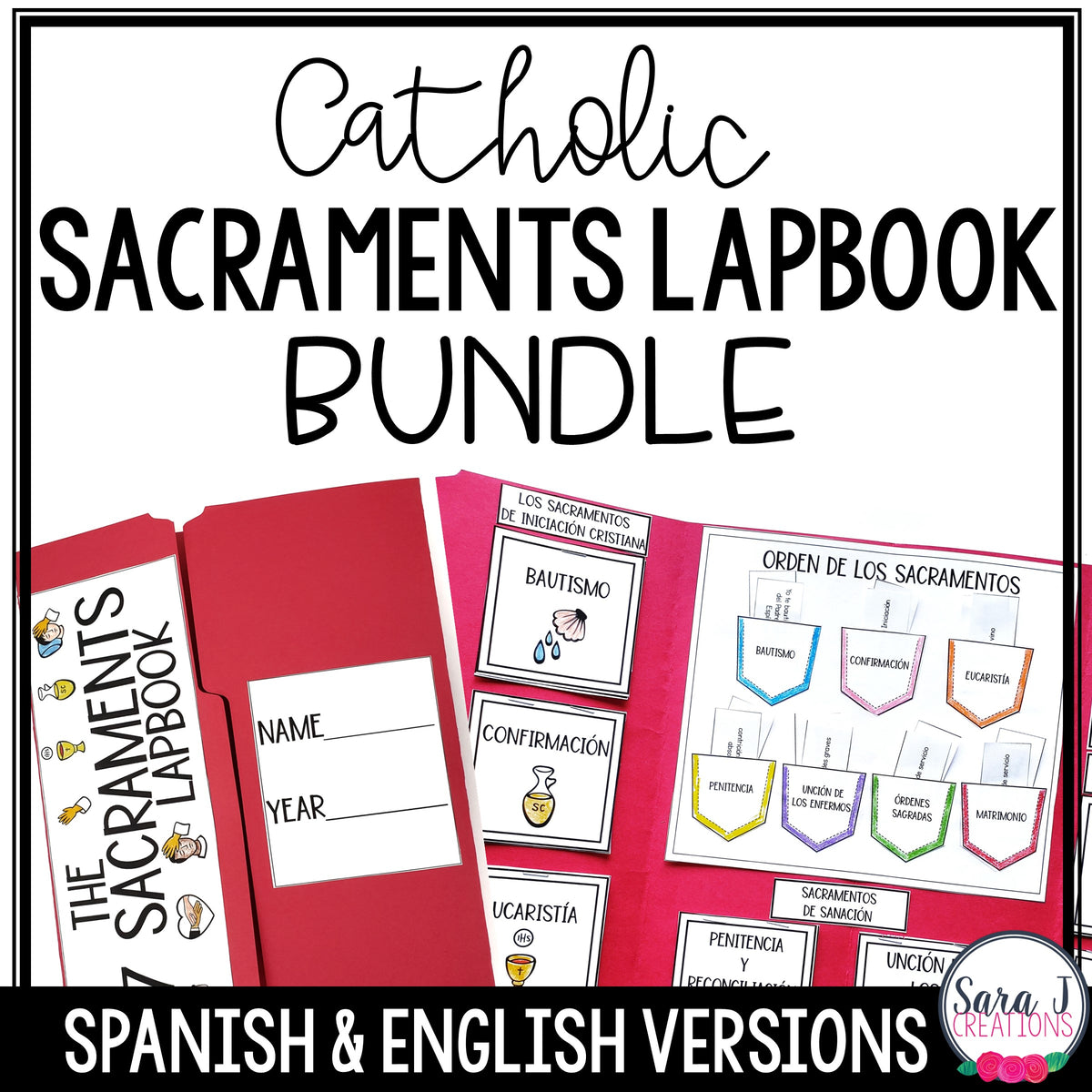 7 Sacraments Lapbook Bundle Spanish and English – Sara J Creations