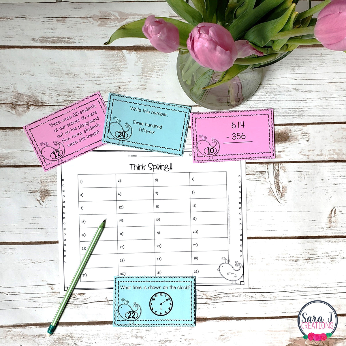 Spring Math Task Cards – Sara J Creations
