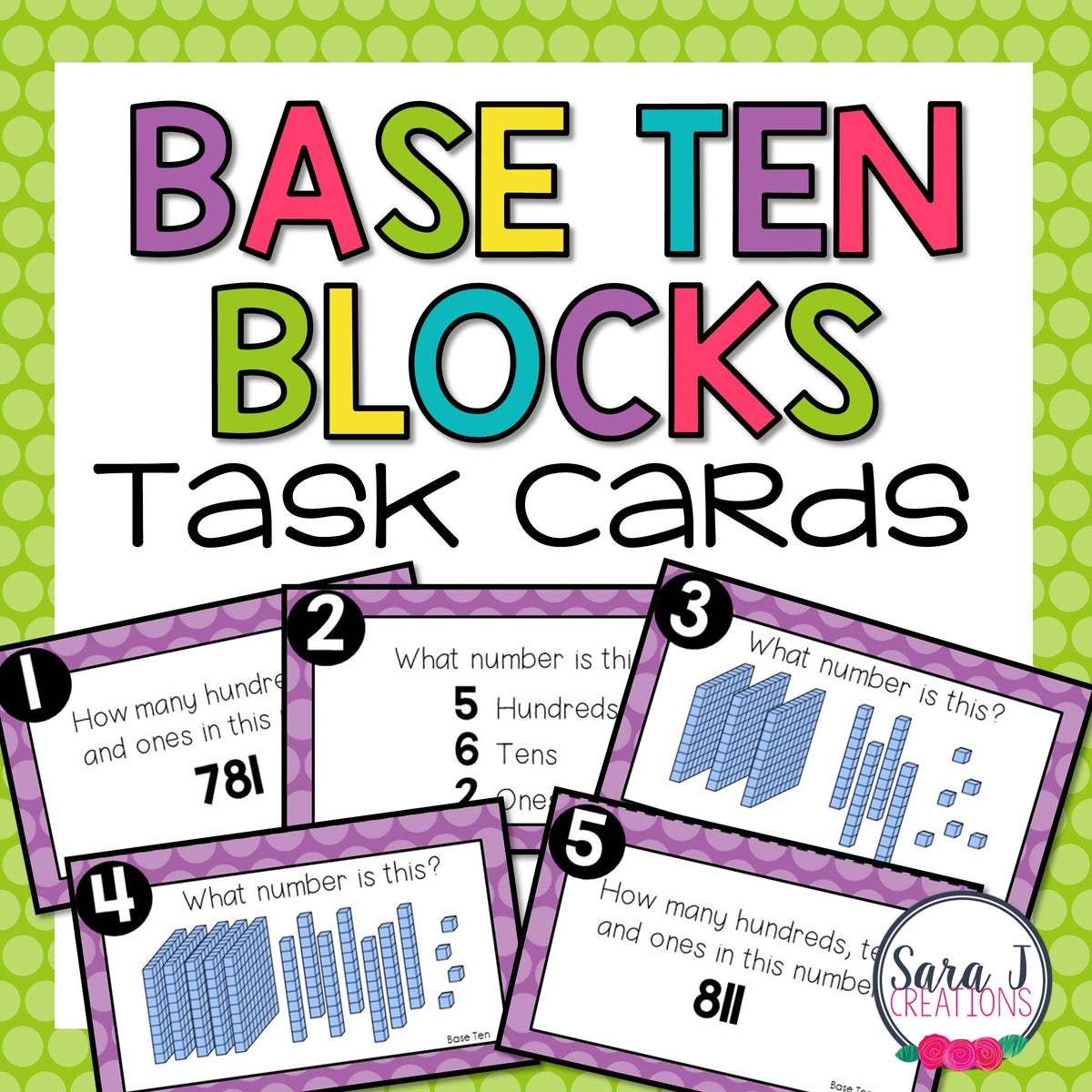 Place Value Base Ten Task Cards – Sara J Creations
