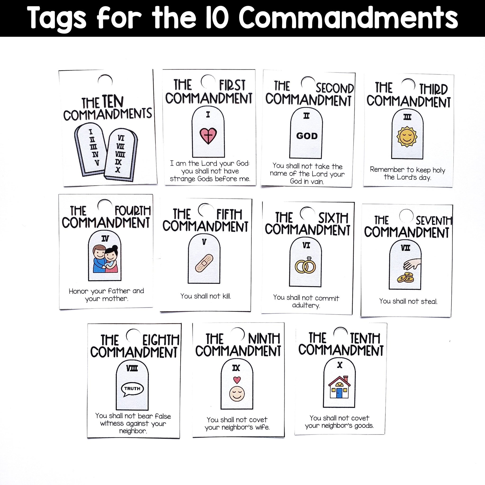 Catholic Reward Tags Volume 3 - Ten Commandments, Seven Sacraments ...