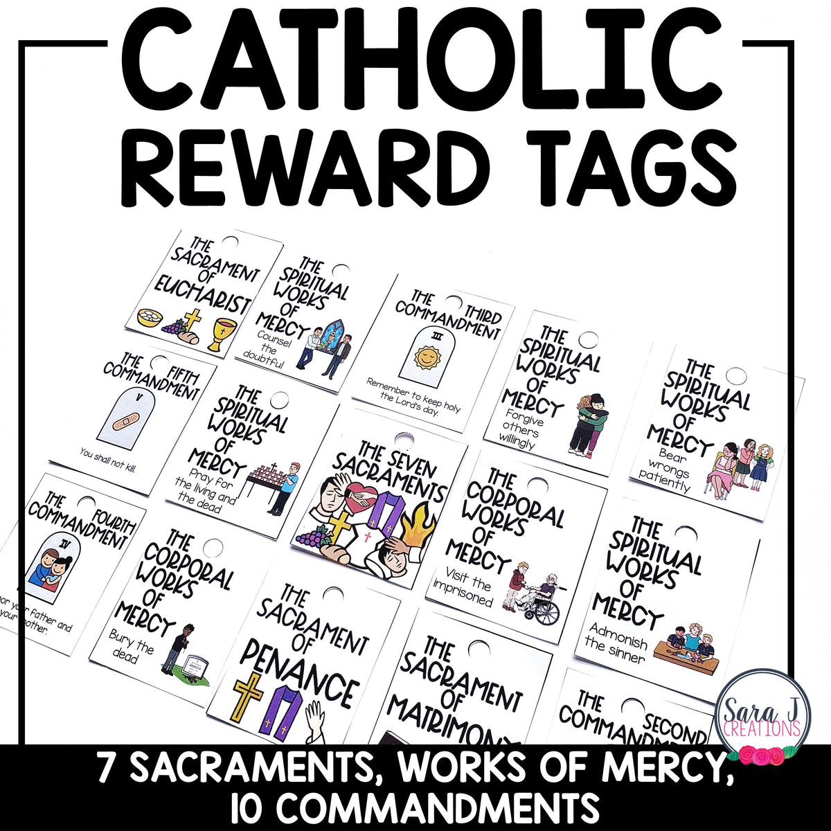 Catholic Reward Tags Volume 3 - Ten Commandments, Seven Sacraments ...