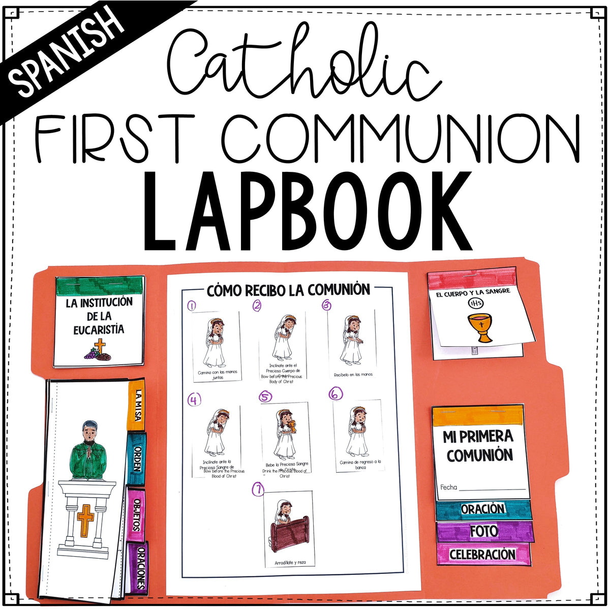 Spanish First Communion Lapbook Catholic Eucharist Parts of the Mass ...