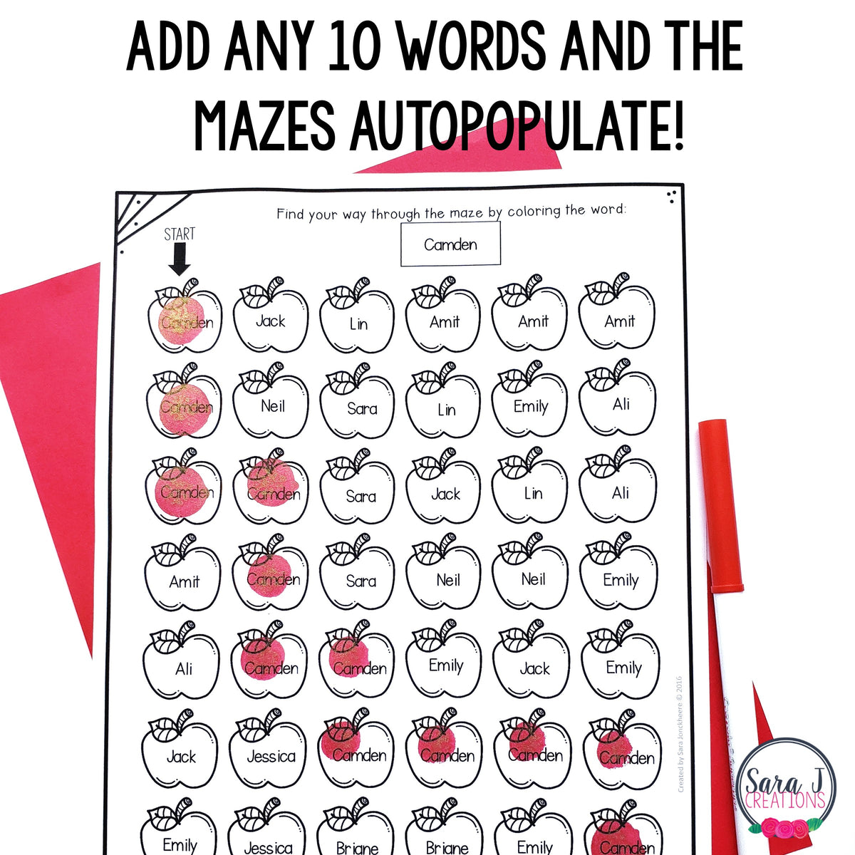 September Sight Word Coloring Pages Editable Apple Mazes for Fall ...