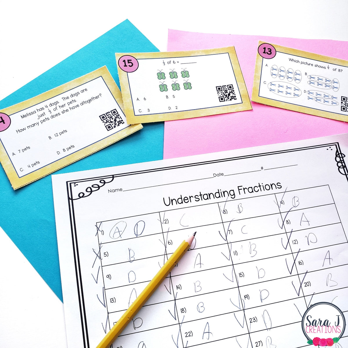 Fractions Third Grade Math Task Cards – Sara J Creations