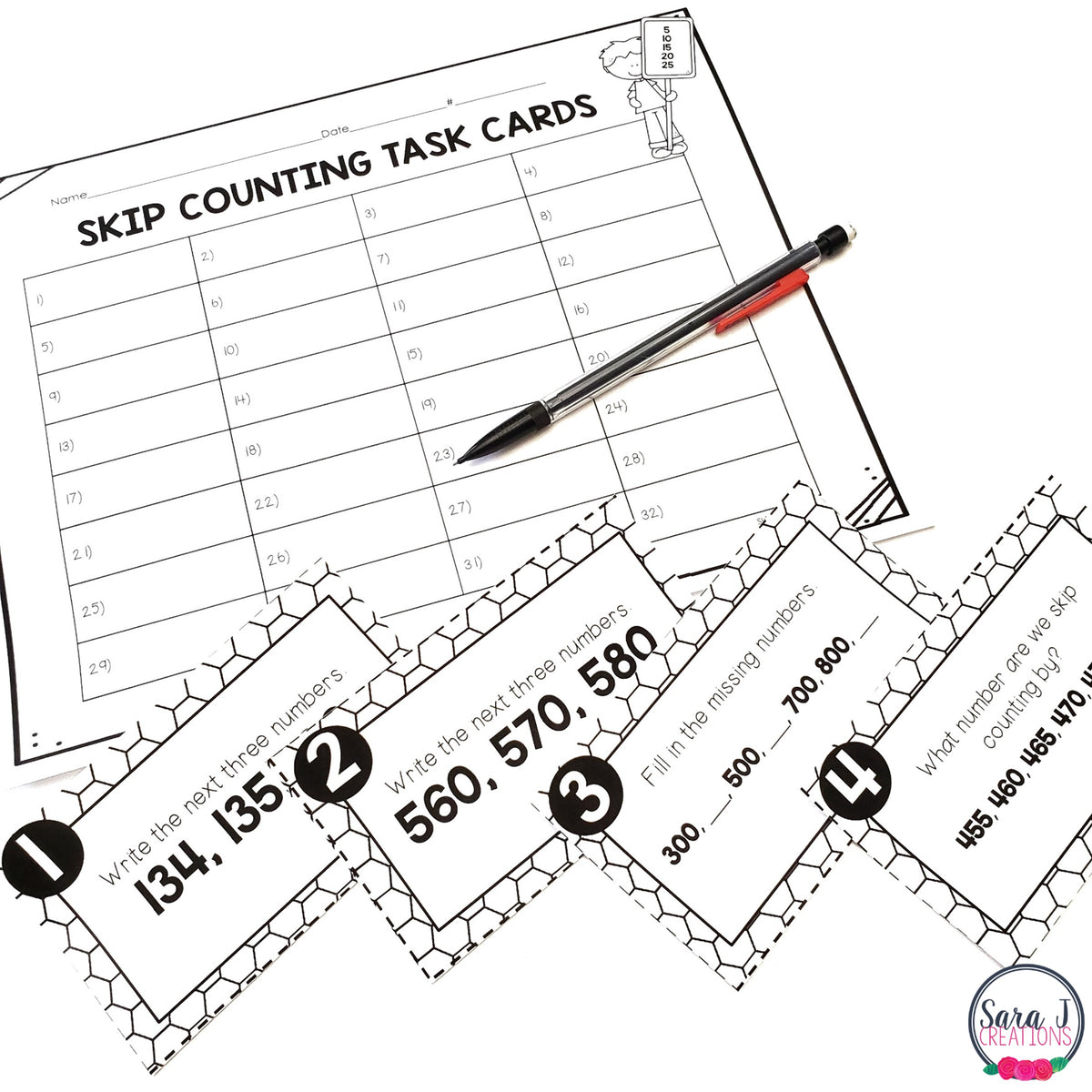 Skip Counting Task Cards – Sara J Creations