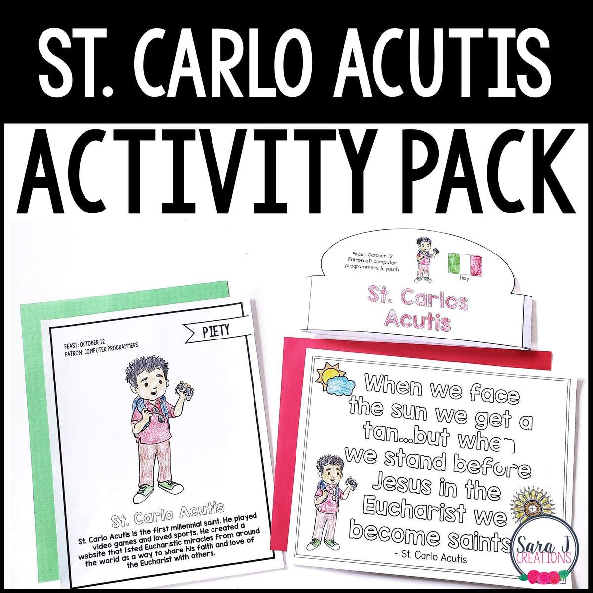St. Carlo Acutis Activity Pack Catholic Saints Coloring Pages for Cano ...