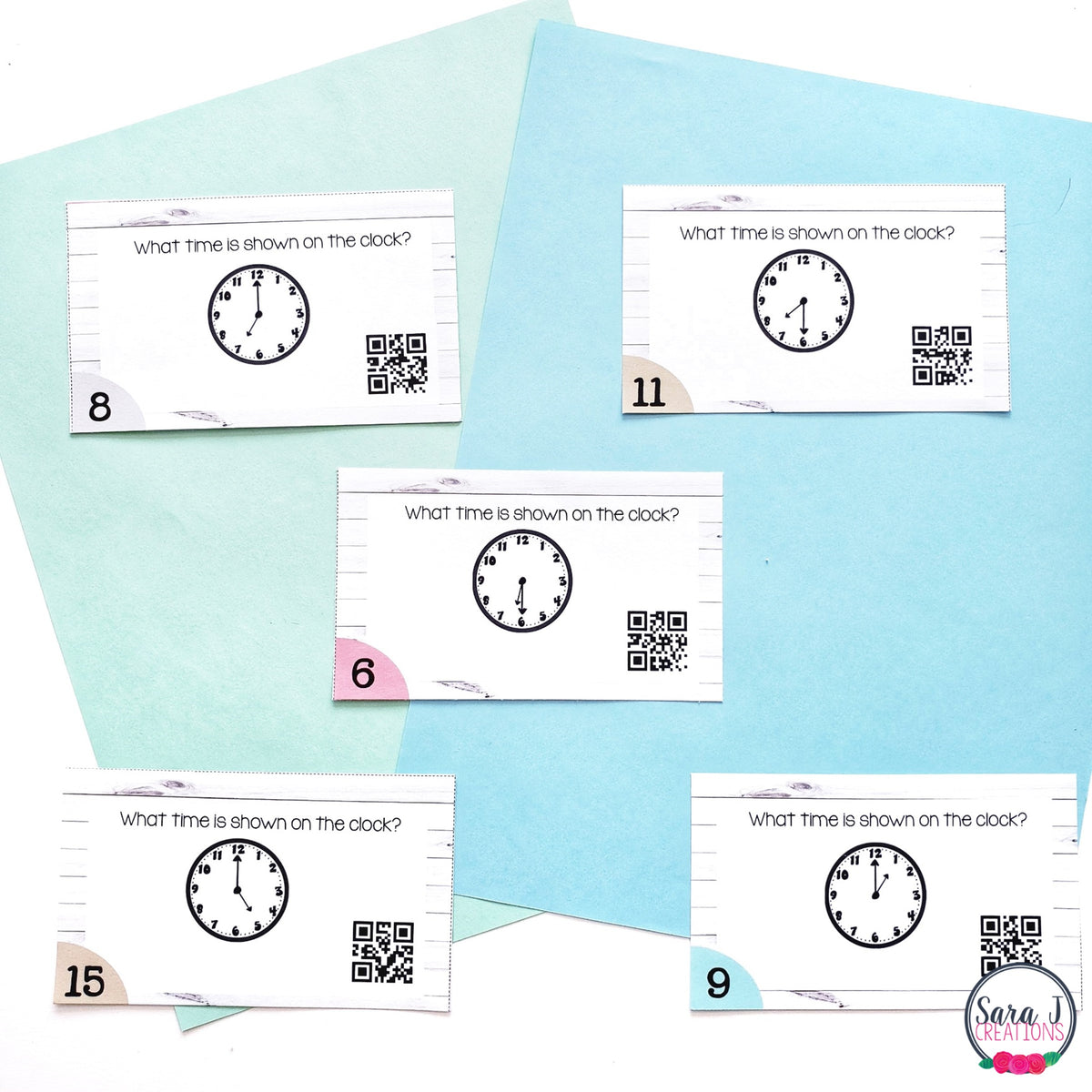 Telling Time to the Half Hour and Hour Task Cards – Sara J Creations