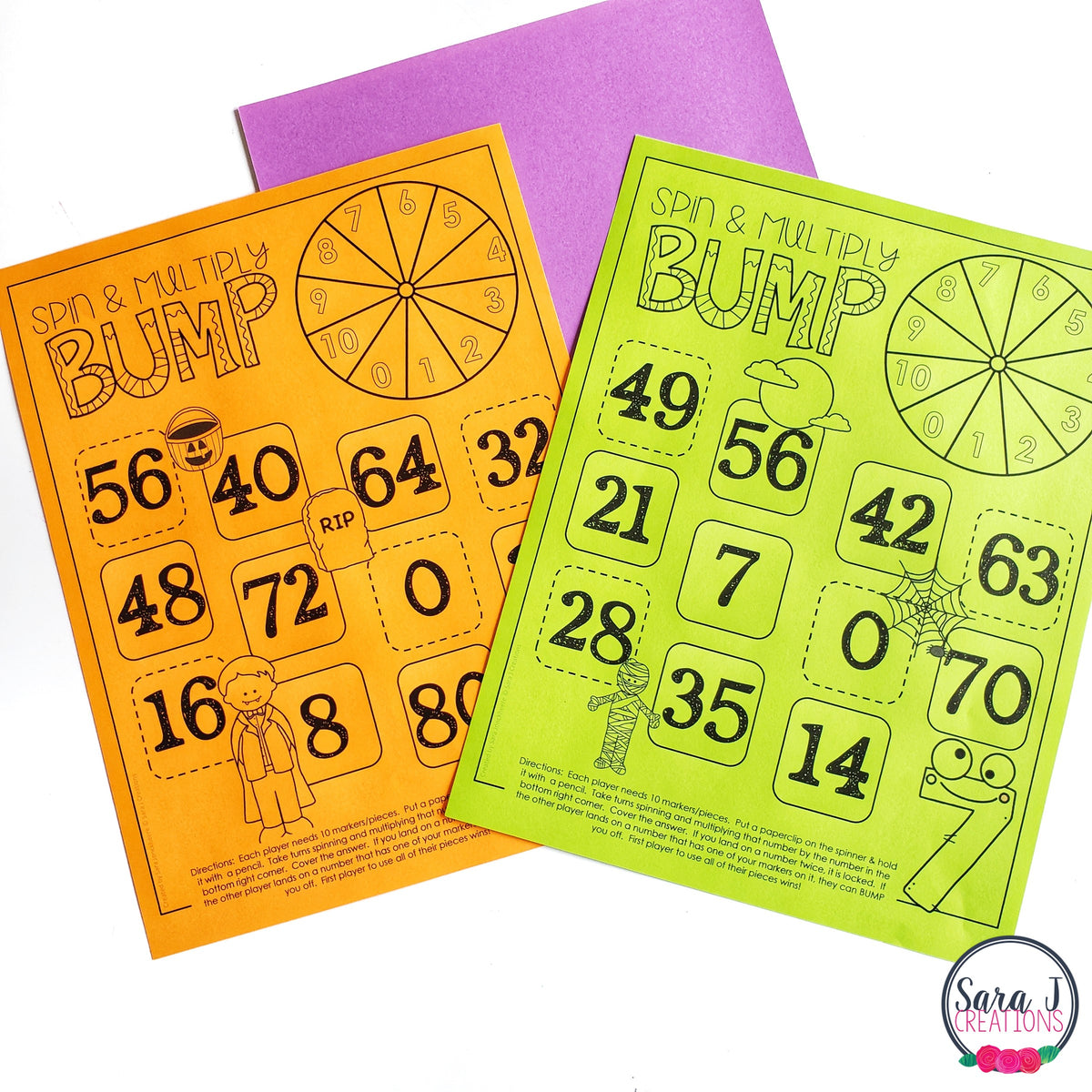 Halloween Multiplication Bump Games – Sara J Creations
