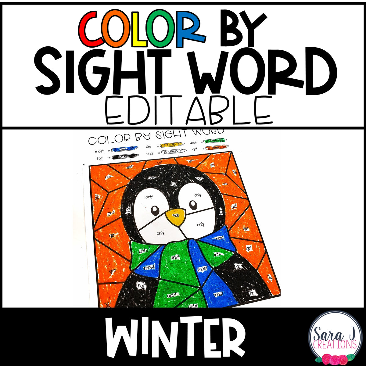 Editable Color by Sight Word - Winter Version – Sara J Creations
