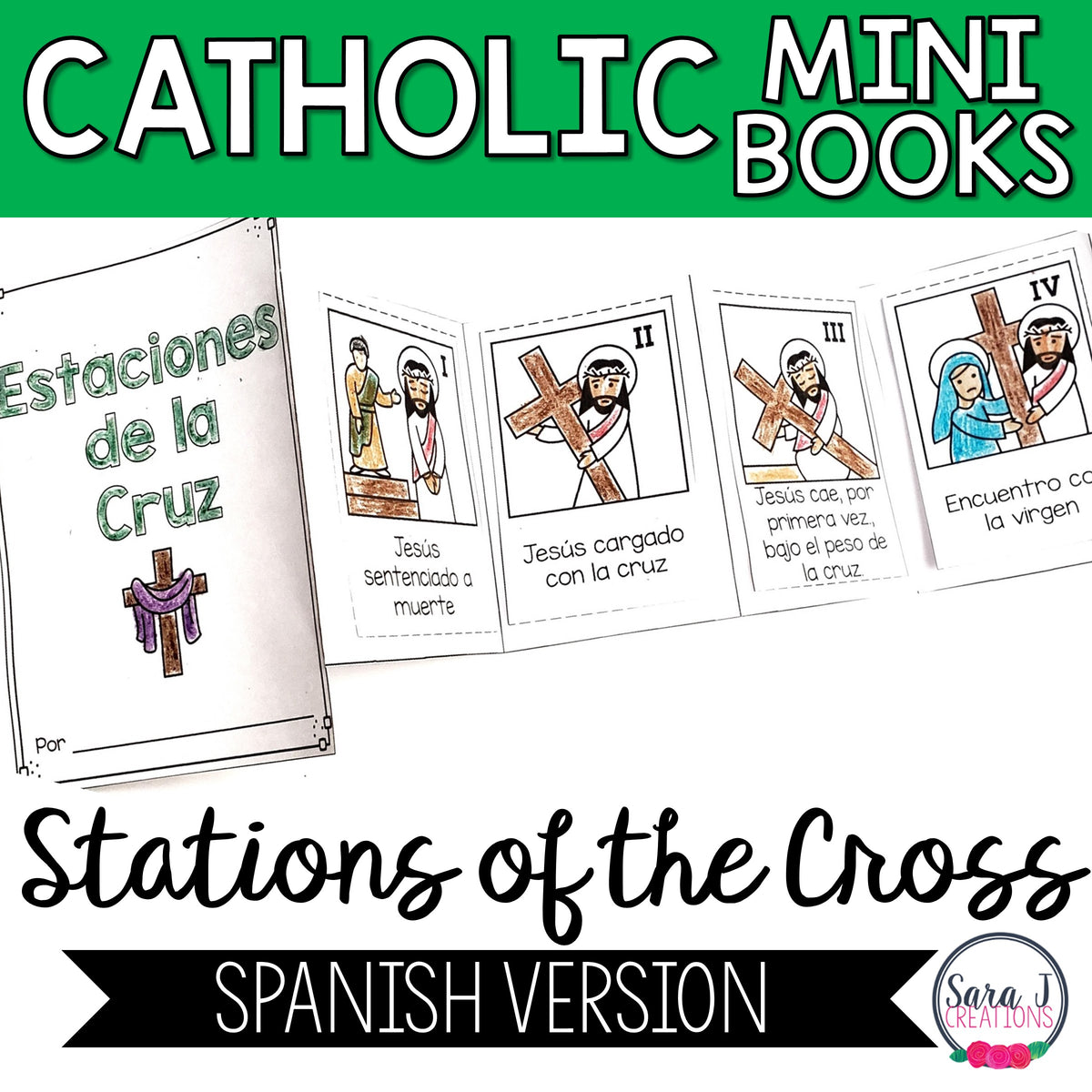 Stations of the Cross Mini Book SPANISH VERSION – Sara J Creations