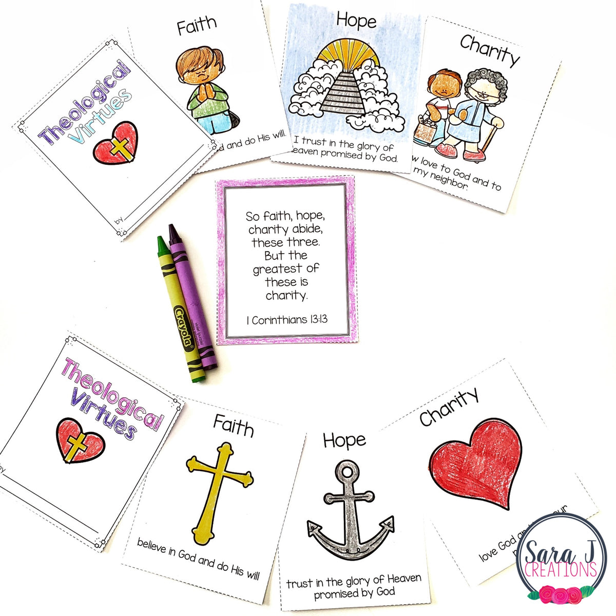 Theological Virtues Mini Book – Sara J Creations